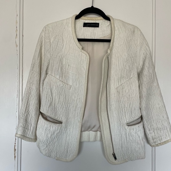 Zara | Jackets & Coats | Zara Cream Jacket | Poshmark